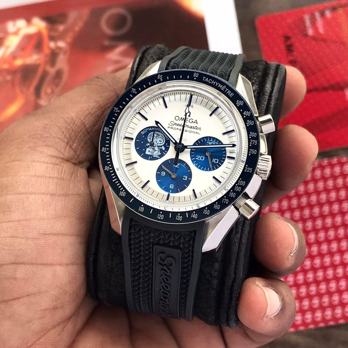 Omega Apollo 50th Anniversary Black Rubber Strap Limited Edition Men’s ...