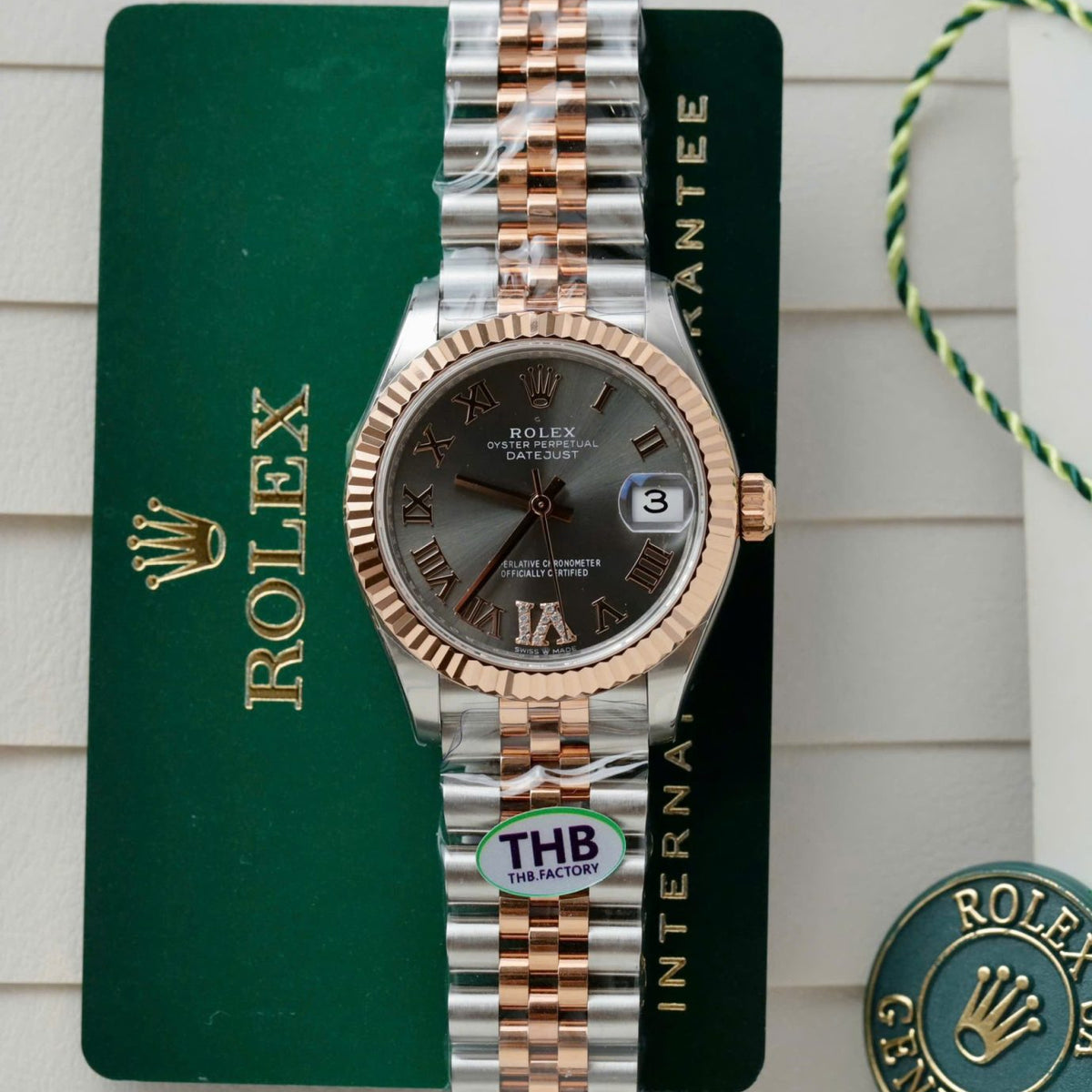 Rolex DateJust Women Demi Rose Gold High End Watch Gray Dial THB Facto ...