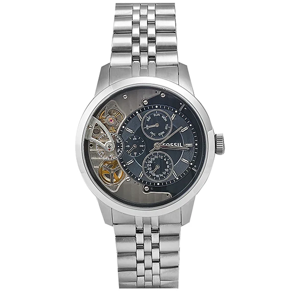 Fossil Townsman Multifunction Black Dial Silver Steel Strap Watch For ...