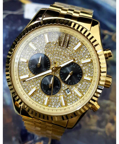 Michael Kors Lexington Gold Dial Gold Stainless Steel Strap Watch For Time Excellence
