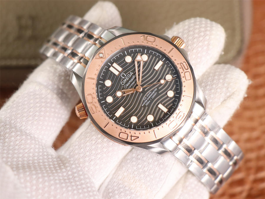 Omega Swiss 1:1 Seamaster Diver 300 M Steel Rose Bezel 8806 ETA – Time ...